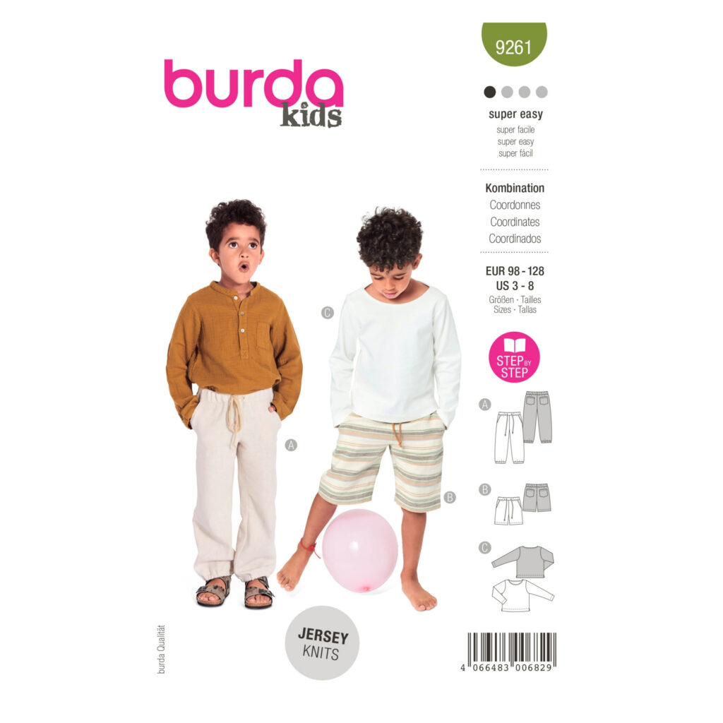 Burda Kids Schnittmuster Nr. 9261 – Kombination – Shirt und Hose – kurz ...